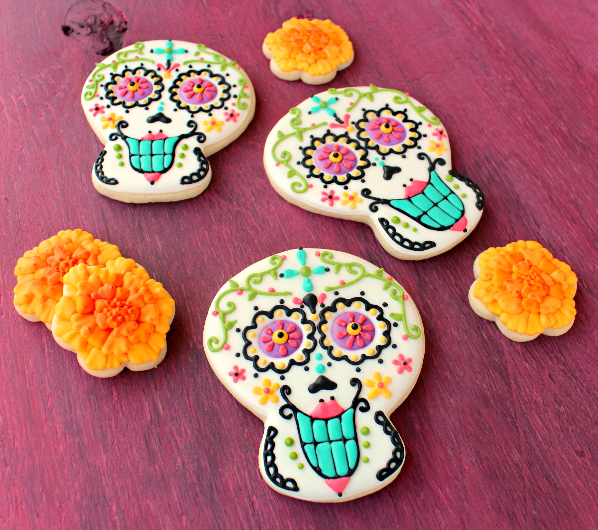 Bright Day Of Dead Skull Cookies The Sweet Adventures Of Sugar Belle