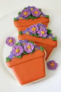 Pretty Potted Violet Cookies - The Sweet Adventures of Sugar Belle