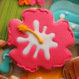 Decorated Hibiscus Cookies - The Sweet Adventures of Sugar Belle